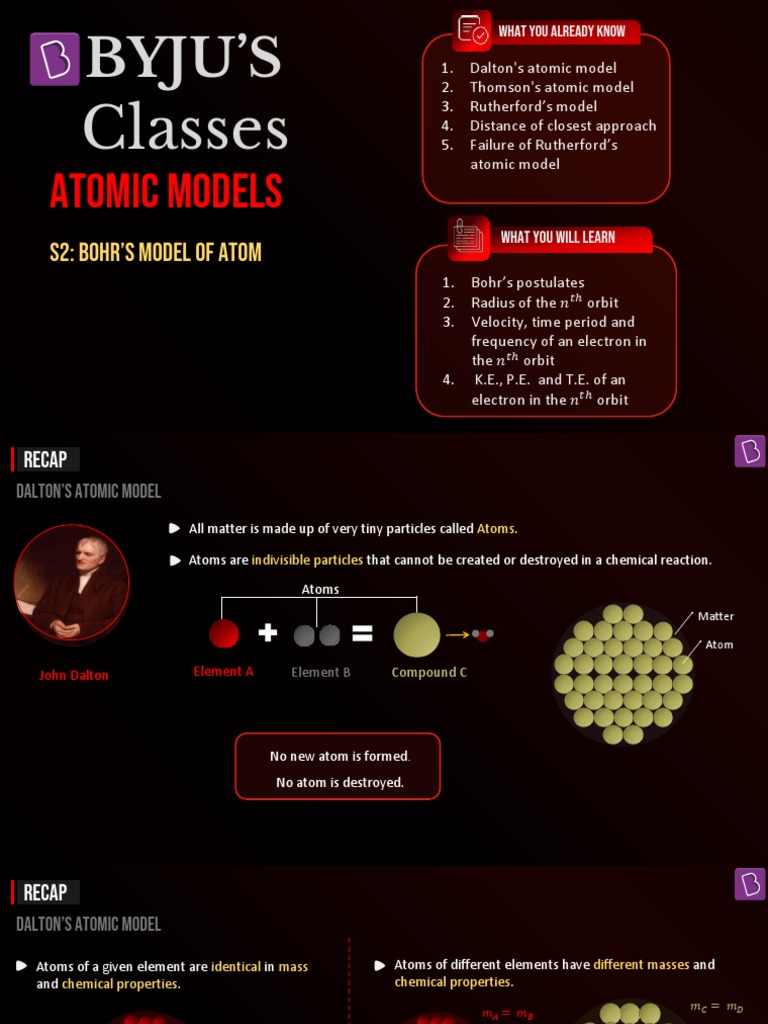 Bohr's Model of Atom | PDF | Electron | Atoms
