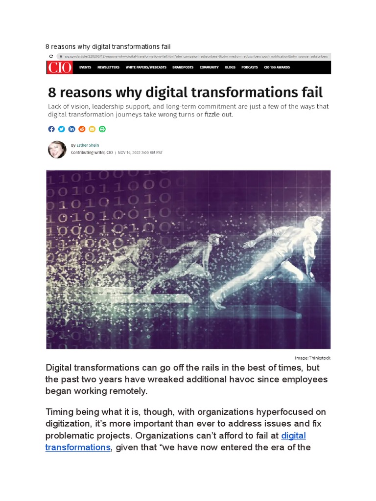 8 Reasons Why Digital Transformations Fail | PDF | Chief Information Officer | Return On Investment