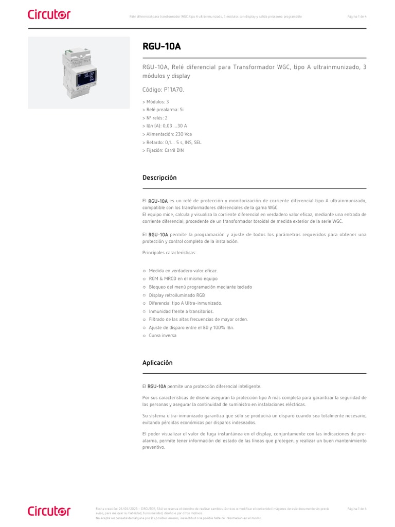 Rele - Diferencial RGU-10A | PDF | Relé | Transformador
