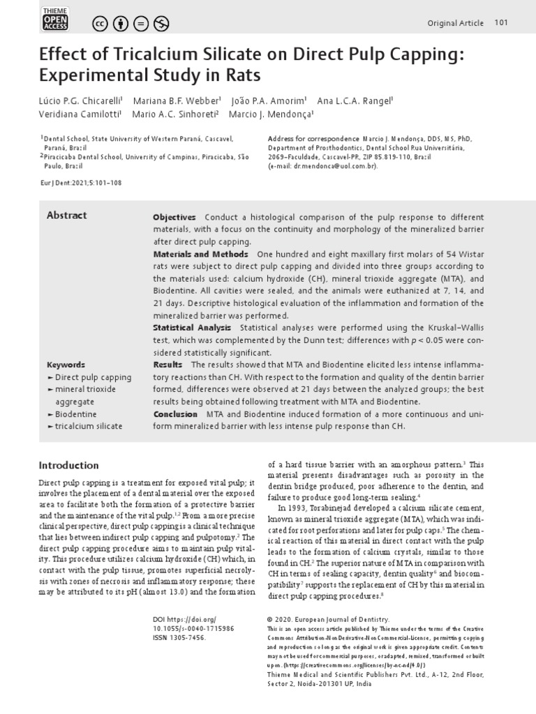Effect of Tricalcium Silicate | PDF | Health Sciences | Dentistry