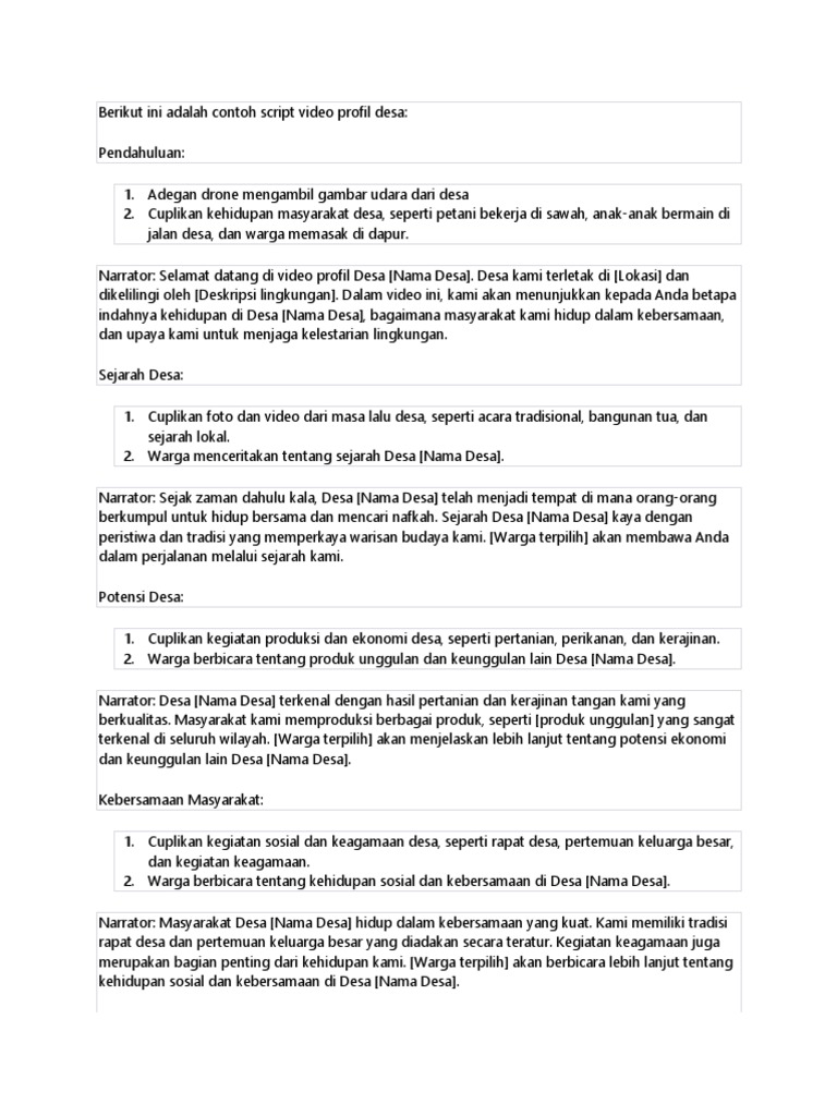 Script Profil Desa | PDF