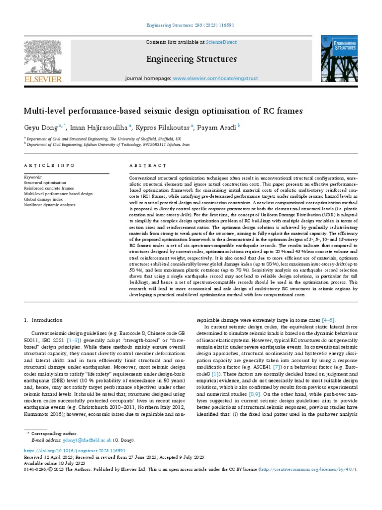 Multi-Level Performance-Based Seismic Design Optimisation of RC Frames ... Multi-Level Performance-Based Seismic Design Optimisation of RC Frames ...