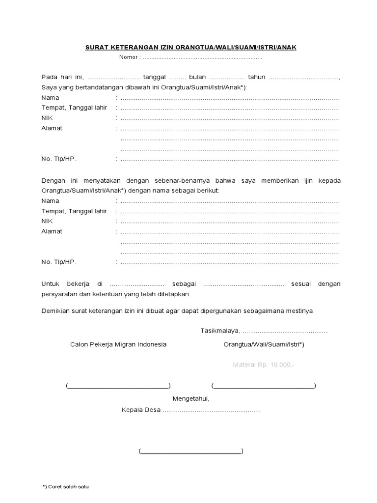 Surat Keterangan Izin Format | PDF