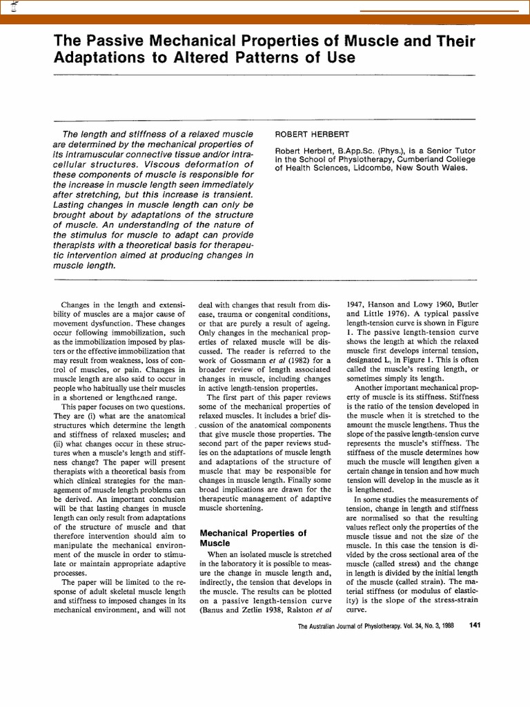 The Passive Mechanical Properties of Muscle and Their Adaptations To ...