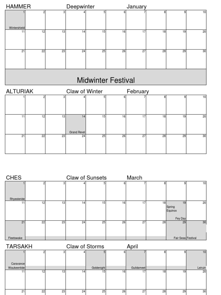 Faerun Calendar of Harptos | PDF | Astronomy | Seasons