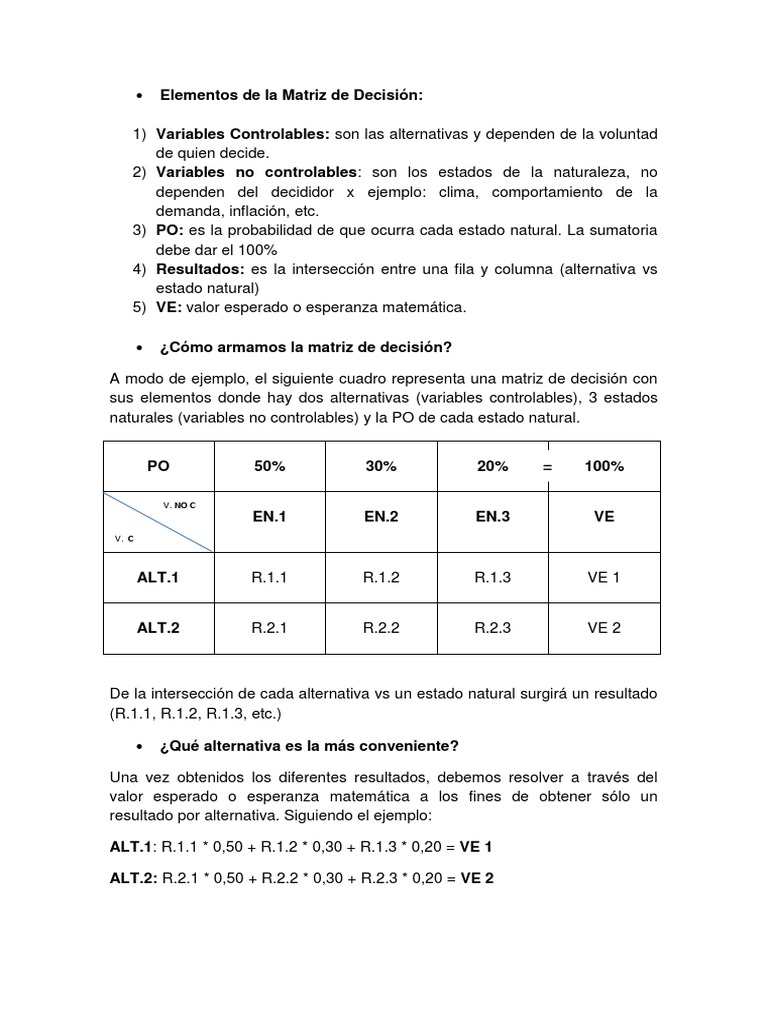 Matriz de Decisión - Elementos | PDF