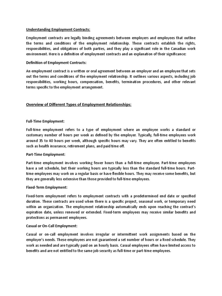 Employment Contracts Explained | PDF | Employment | Labour Law