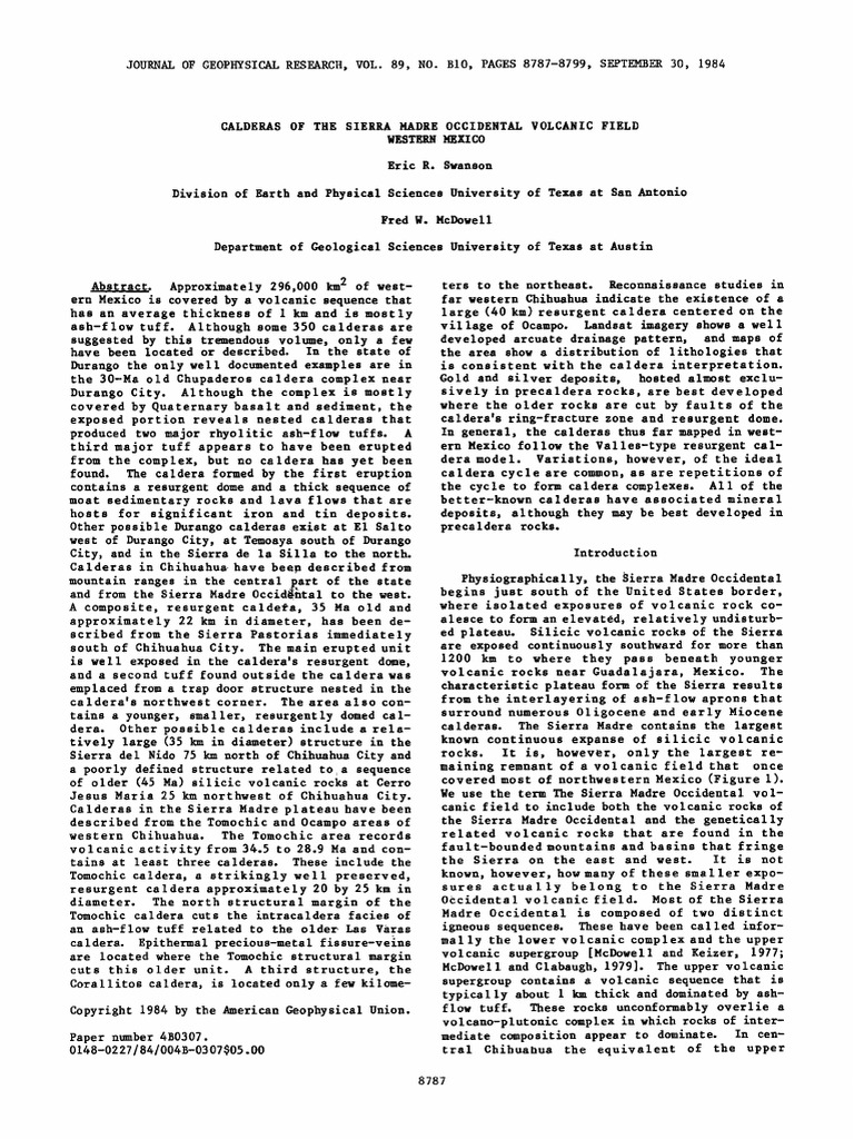Swanson, McDowell, 1984, Calderas in The SMS, Western Mexico | Download ...