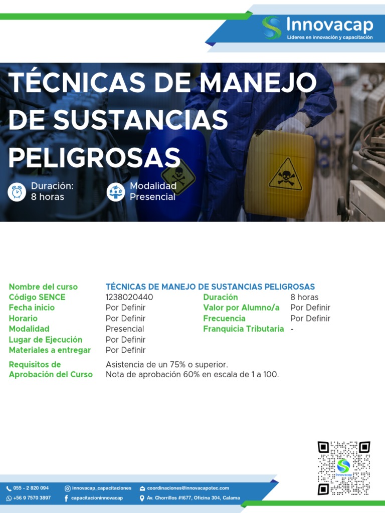 TECNICAS DE MANEJO DE SUSTANCIAS PELIGROSAS (Presencial) | PDF | Evaluación