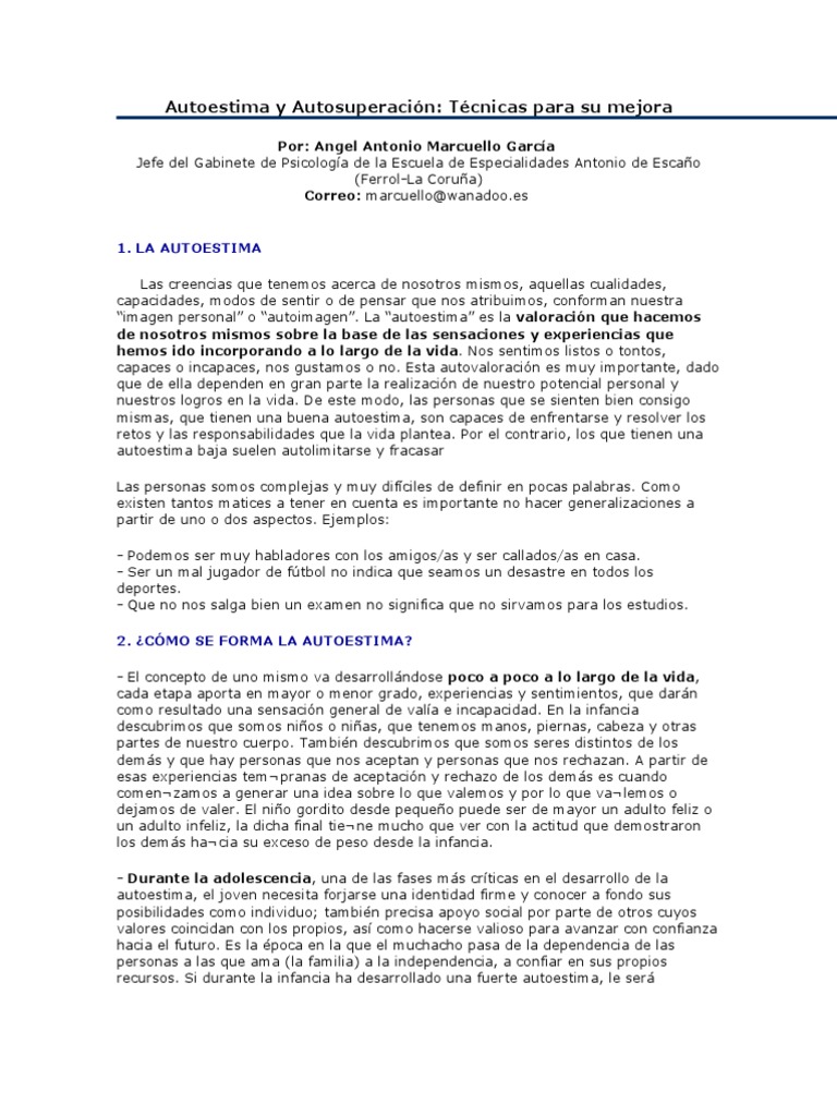 Autoestima y Autosuperacion | PDF | Autoestima | Adultos