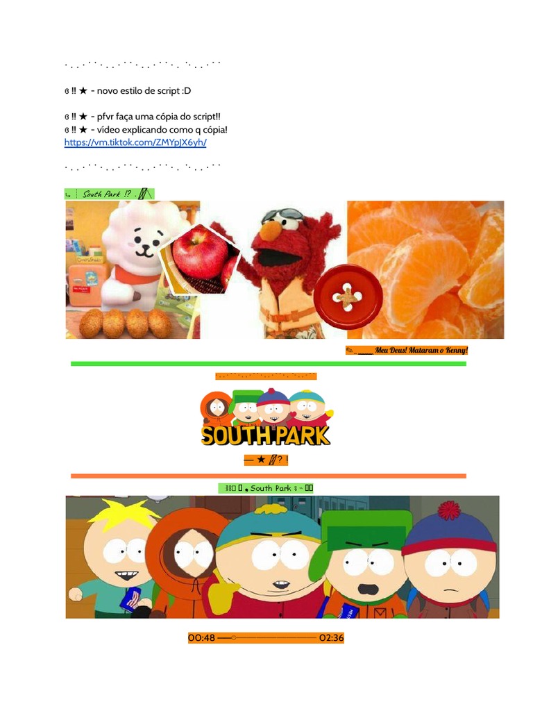 Script de South Park | PDF | Cabelo | Unha