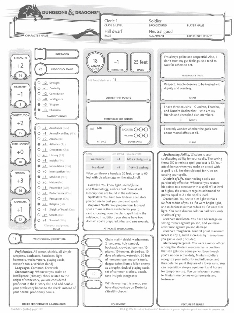 Dwarf Cleric | PDF