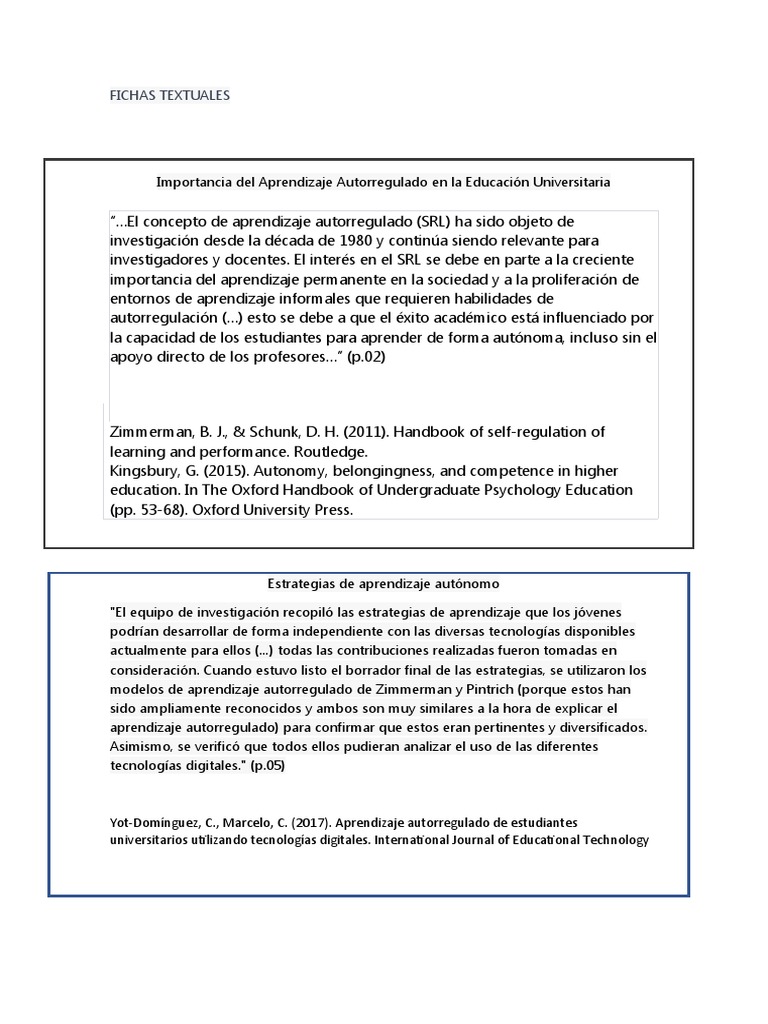 Fichas Textuales | PDF | Aprendizaje | Enseñando