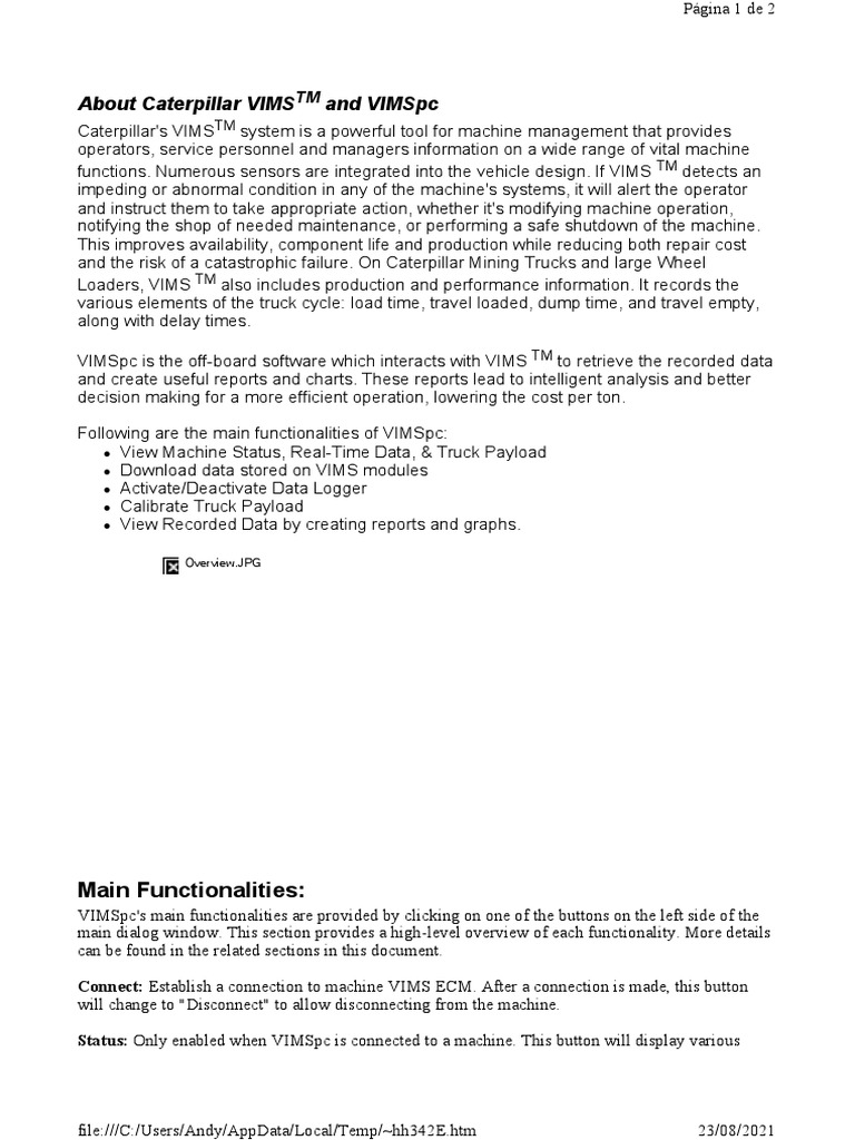 About Caterpillar VIMSTM and VIMSpc | PDF | Computer File | Databases