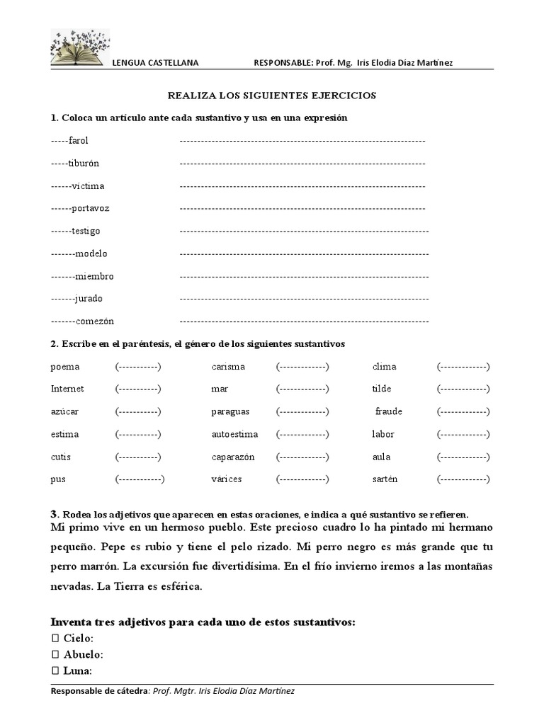 EJERCITARIO-sustantivos Pluralización | PDF | Lingüística | Morfología ...