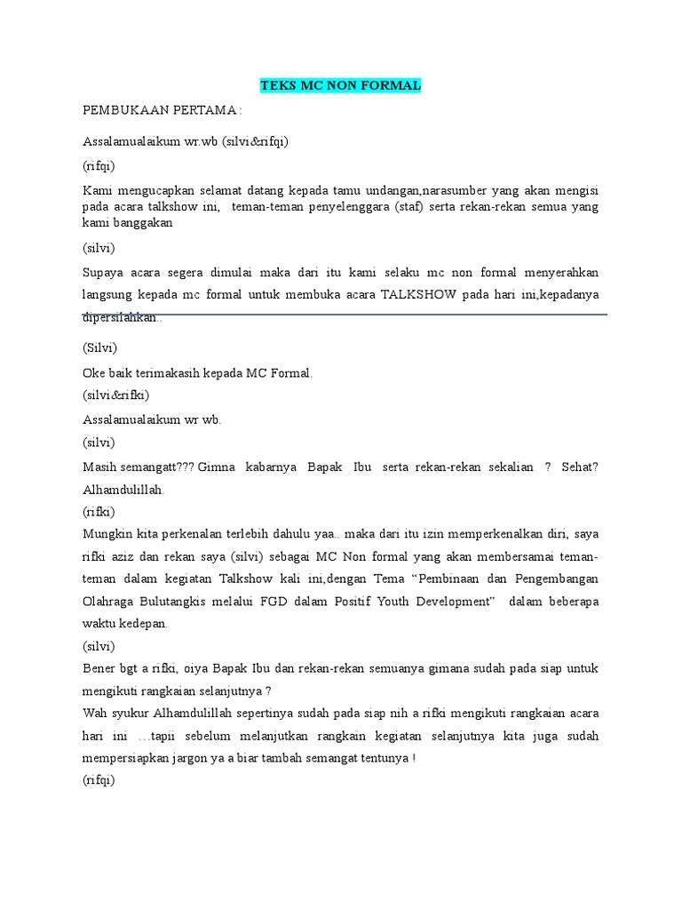 Teks MC Non Formal PPG | PDF