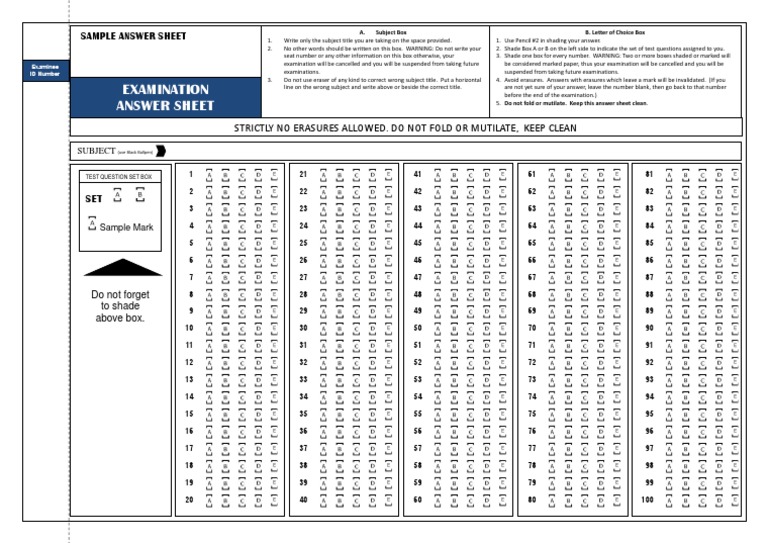 Sample Answer Sheet | PDF
