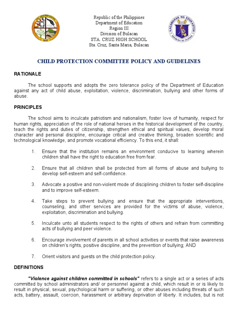 Child Protection Committee Policy and Guidelines With Cybersafety | PDF ...