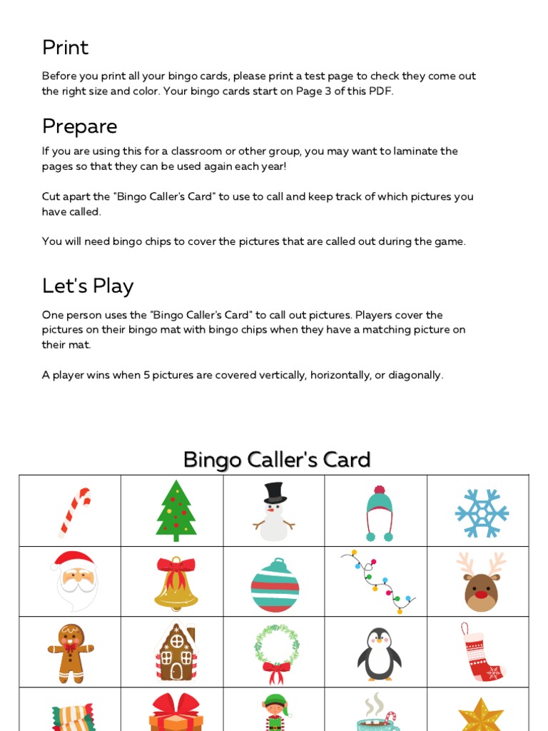 Christmas Bingo Free Printable | PDF