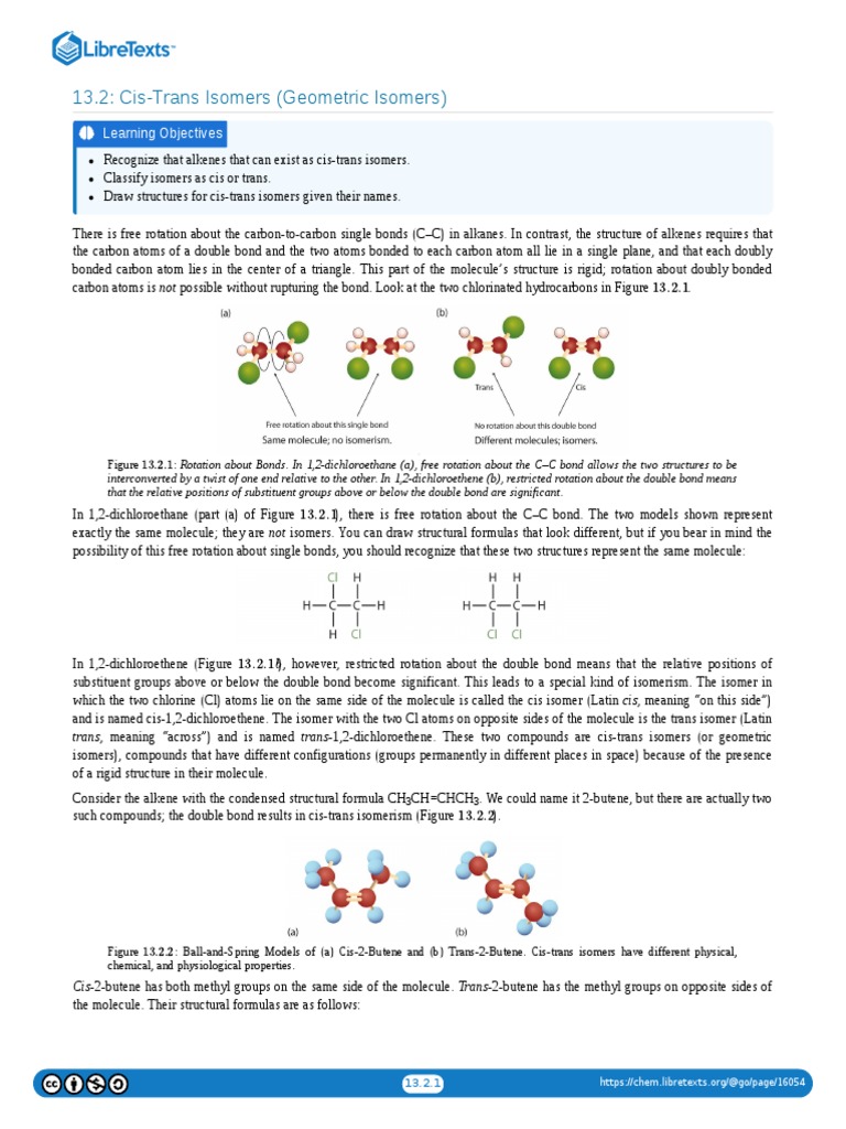 Cis-Trans Isomers (Geometric Isomers) | PDF | Isomer | Alkene