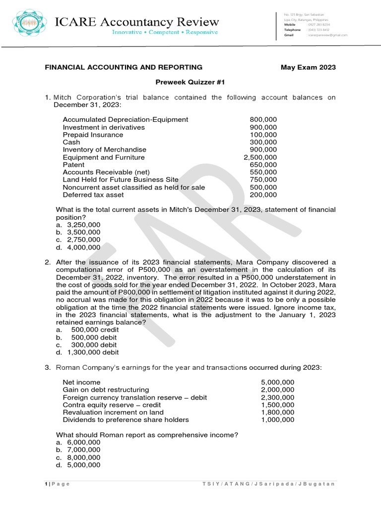 FAR Pre-Week Part 1 | PDF | Debits And Credits | Bonds (Finance)