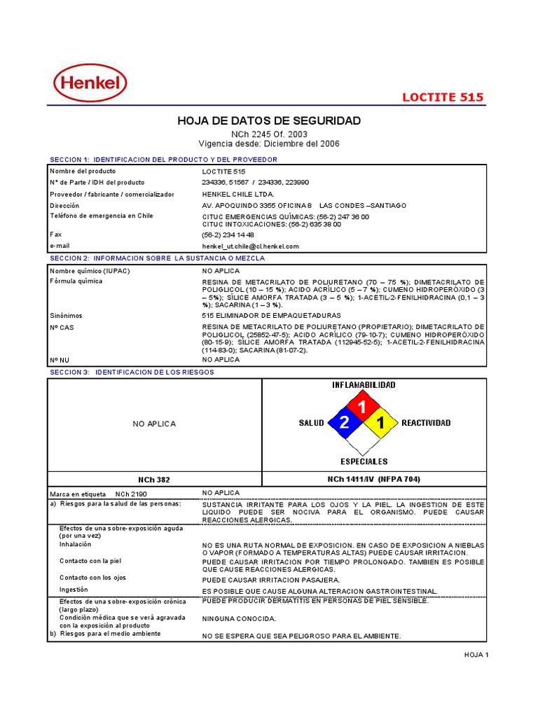Loctite 515 | PDF | Agua | Residuos