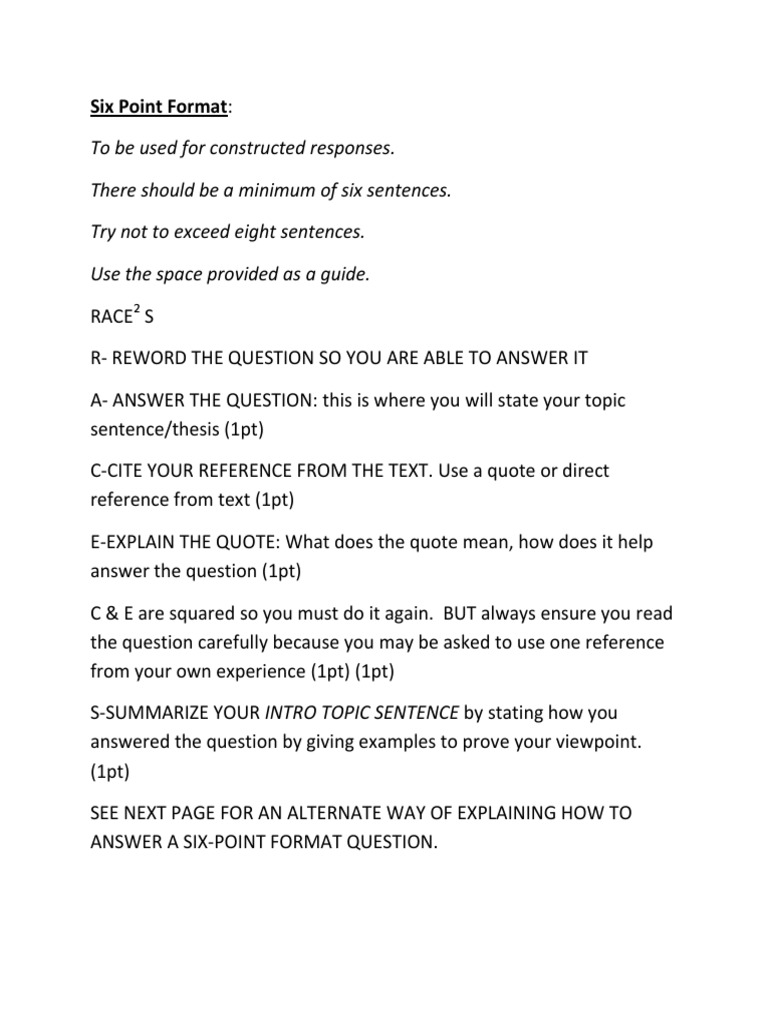 Six Point Format | PDF | Career & Growth | Language Arts & Discipline