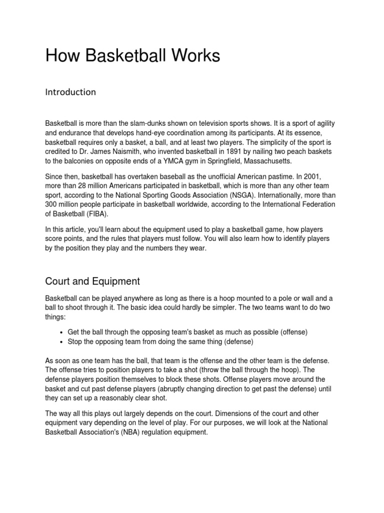 How Basketball Works | PDF | Basketball Positions | Leisure