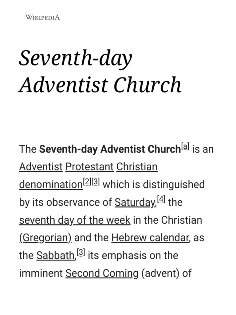 Seventh-Day Adventist Church - Wikipedia | PDF | Seventh Day Adventist Church | Adventism