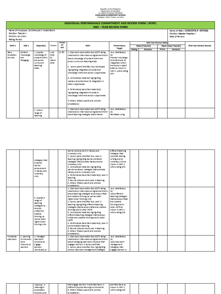 14 Midyear Review Form | PDF | Educational Assessment | Lesson Plan