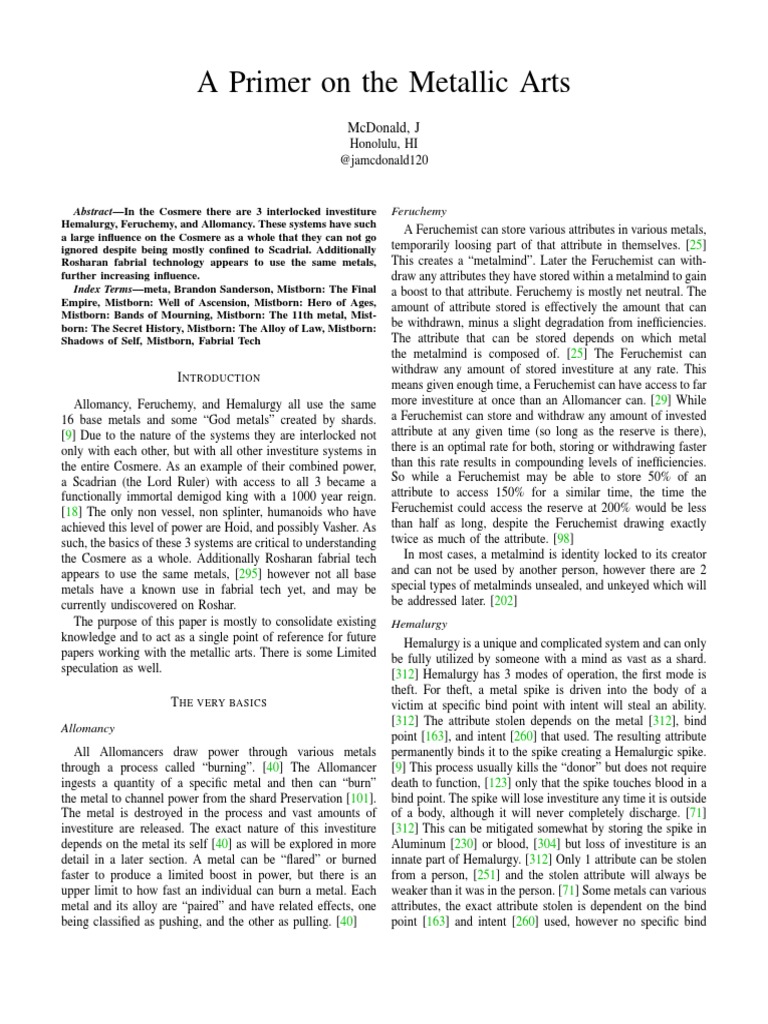 Understanding Nicrosil in the Cosmere | PDF | Mass | Senses