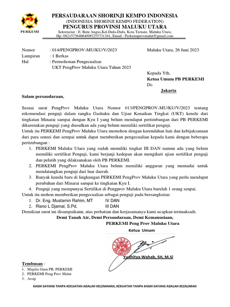 Surat Pengecualian Ukt Malut 2023 | PDF