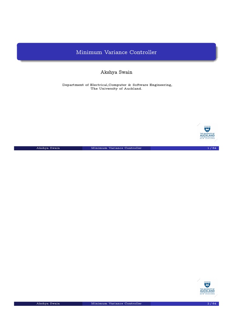 Generalised Minimum Variance Controller Pdf Control Theory