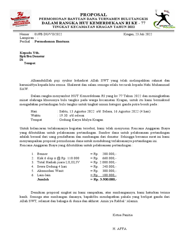 Proposal Turnamen | PDF