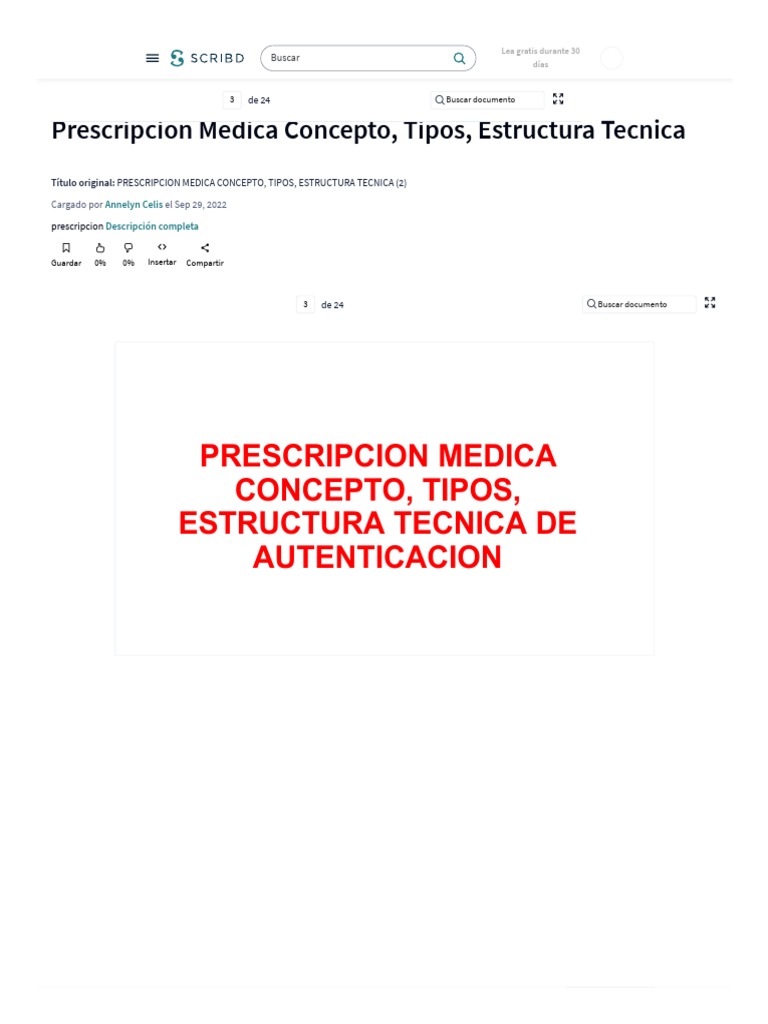 Prescripcion Medica Concepto, Tipos, Estructura Tecnica - PDF ...