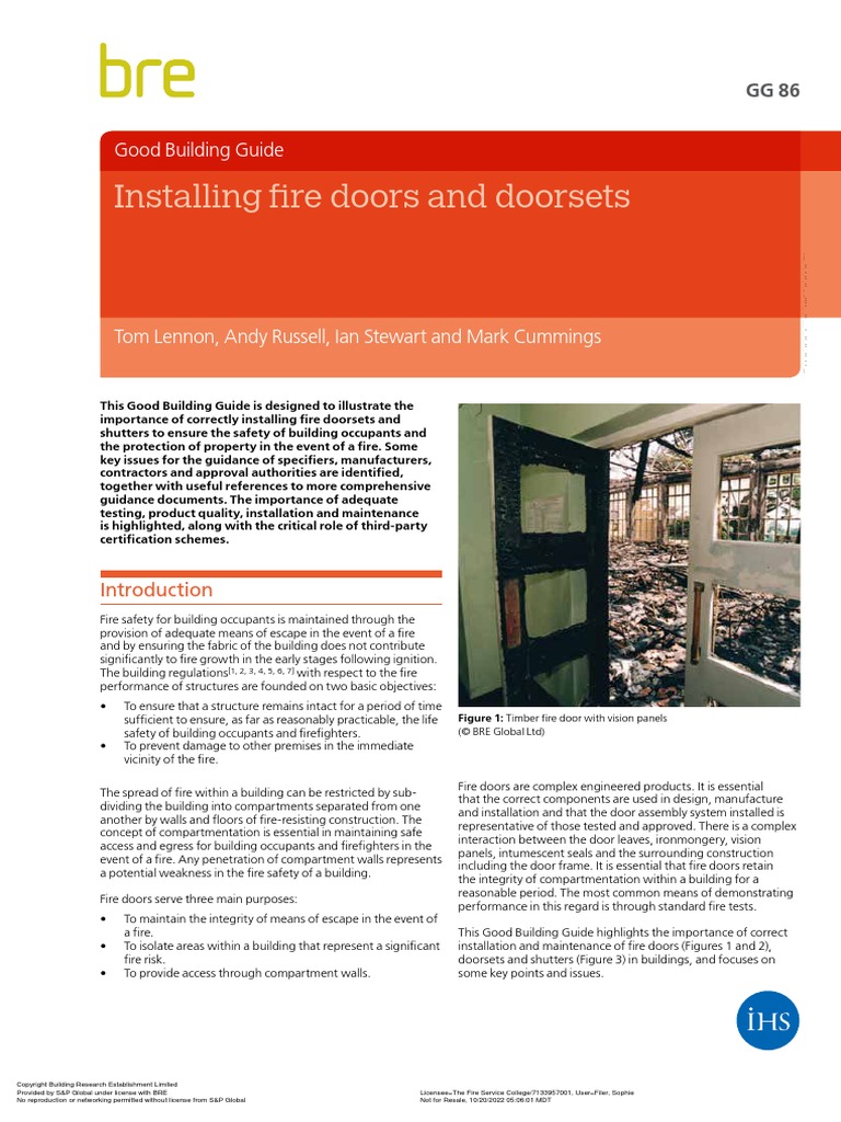 Installing Fire Doors and Fire Sets | PDF | Door | Building Technology