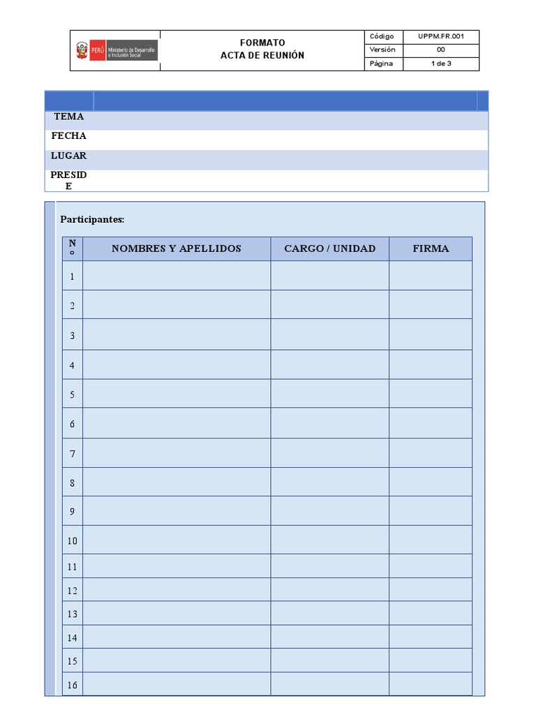 E02.UIGC.FR.001 - Acta de Reunión del AT - PEA | PDF