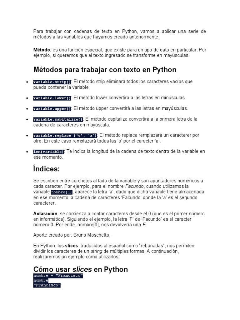 Apuntes de Python | PDF | Objeto (informática) | Python (lenguaje de ...