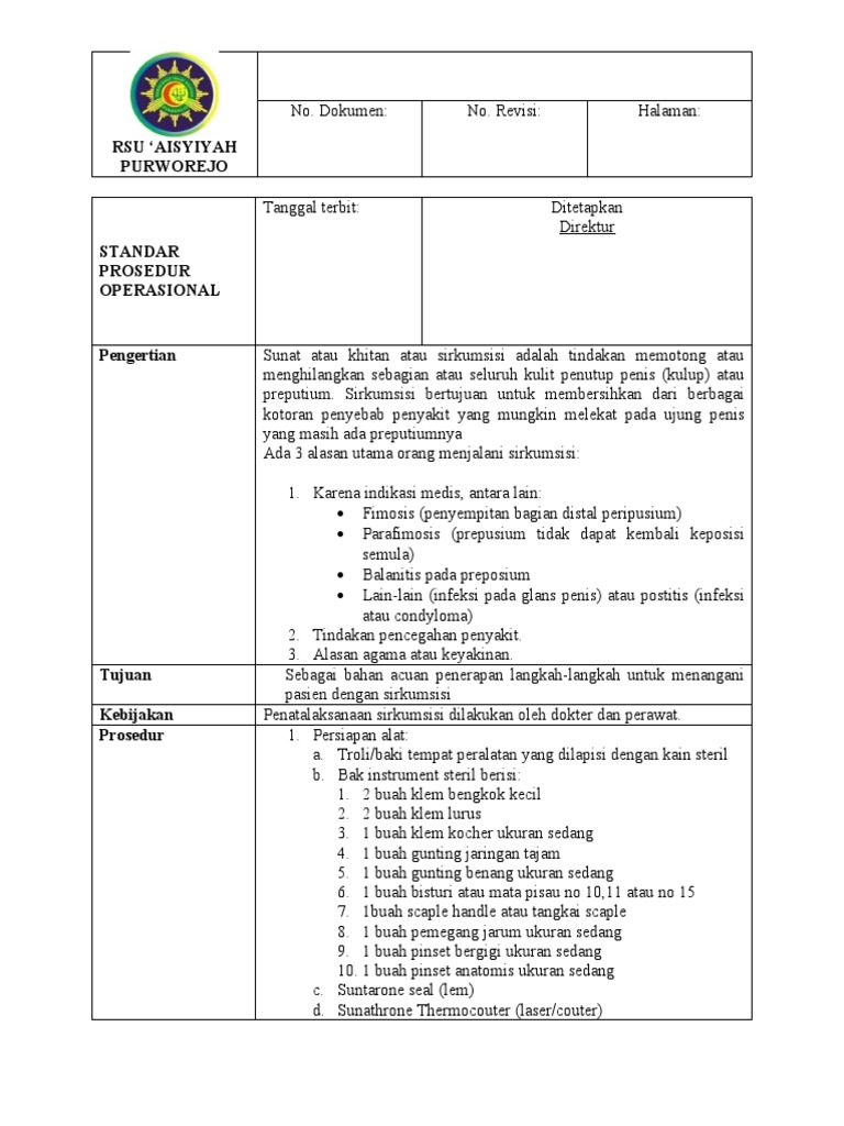 Sop Sunat Klamp Edit | PDF | Kesehatan Holistik