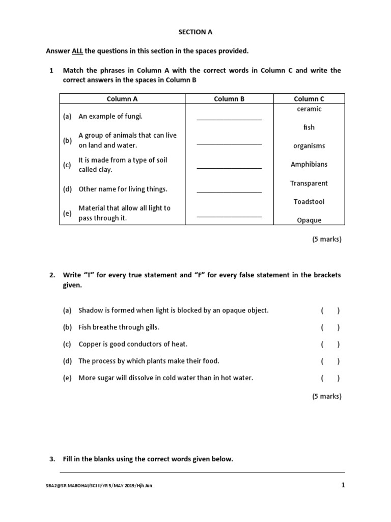 Sci2 (Y5) Sba2 - 2019 | PDF | Solubility | Water