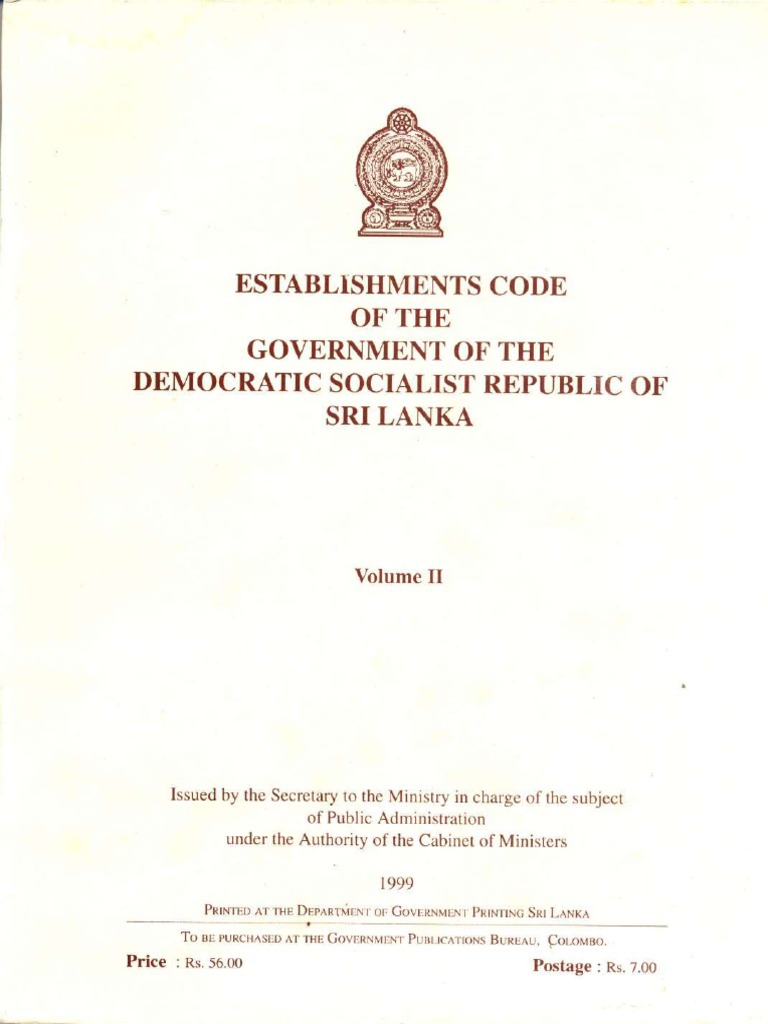 Establishments Code Volume II 1999 (E) | PDF | Bribery | Public Sphere