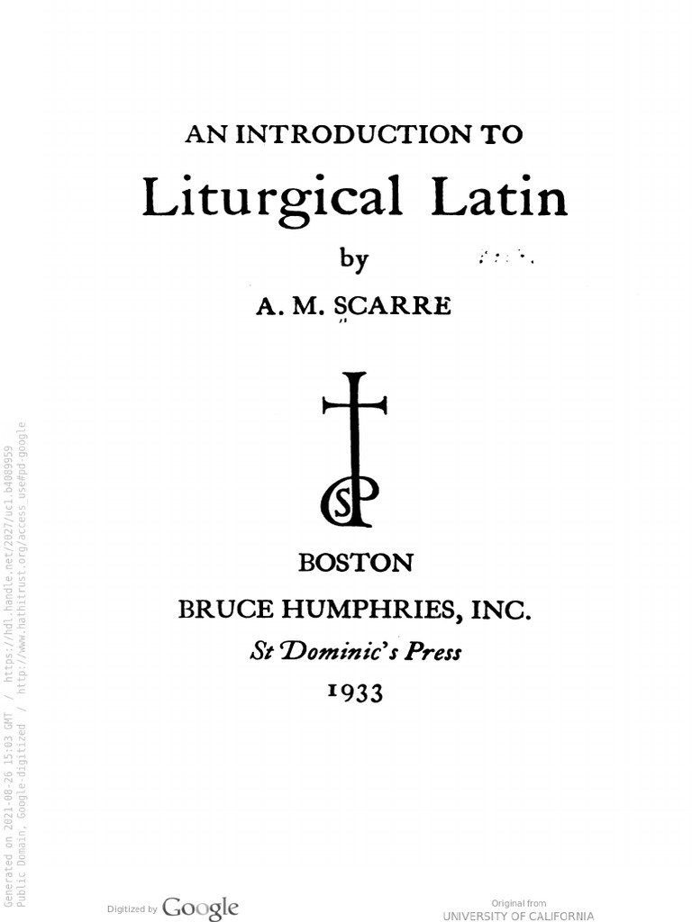 Scarre - An Introduction To Liturgical Latin - A M Scarre | PDF ...
