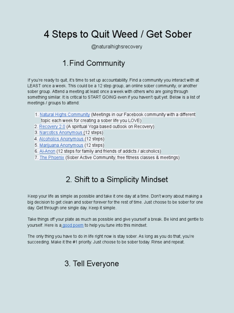 4 Steps To Quit Weed - Get Sober Advice | PDF | Twelve Step Program ...