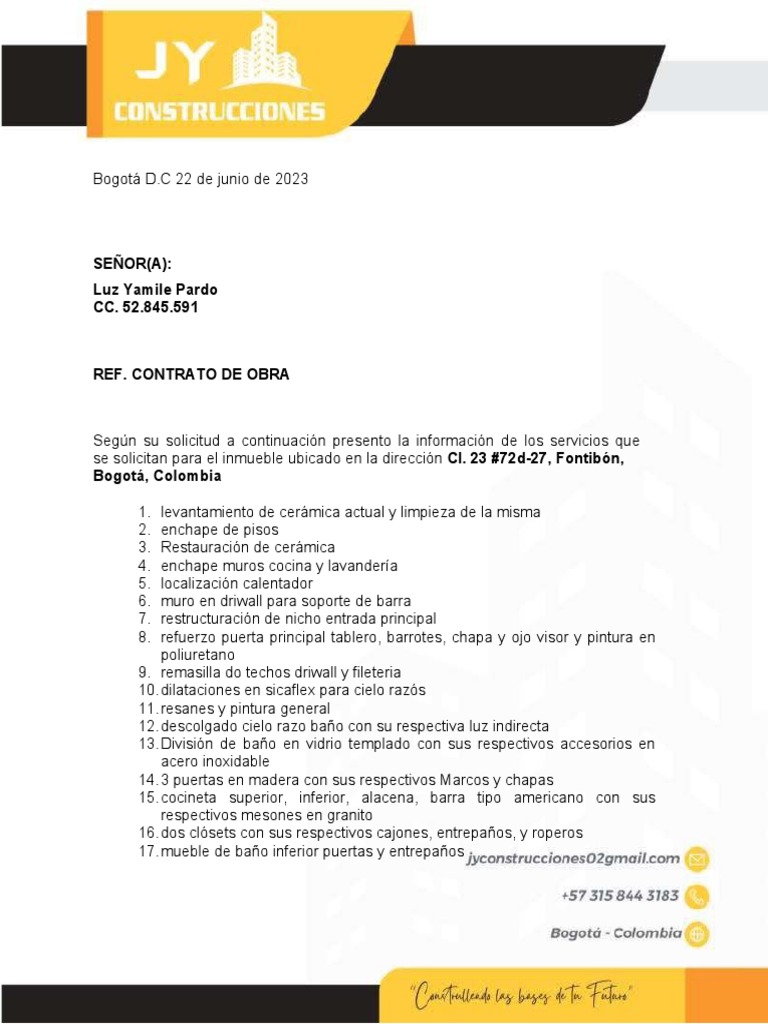 Contrato Luz Yamile Pardo | PDF