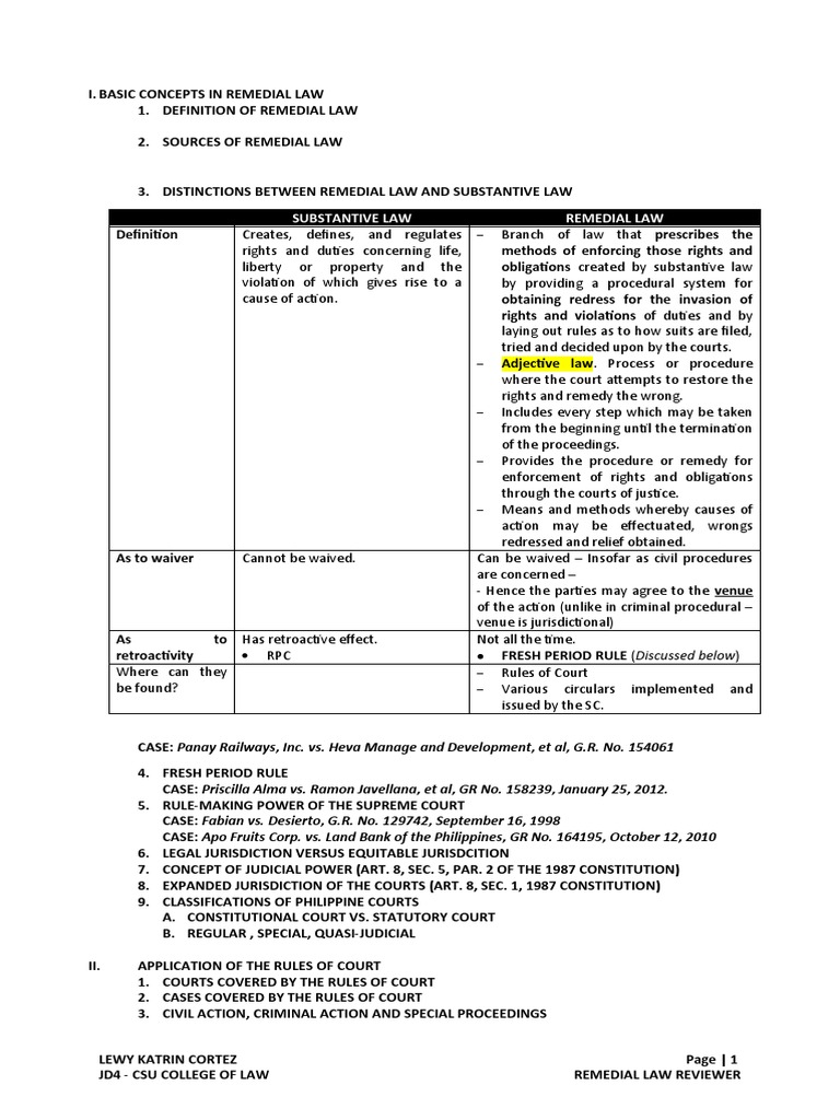 Course Outline Civil Procedure 1 | PDF | Certiorari | Appeal