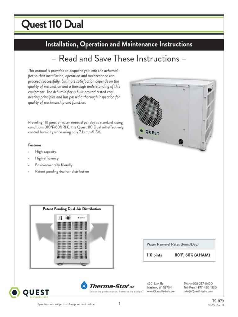 Quest 110 Dual | PDF | Air Conditioning | Equipment