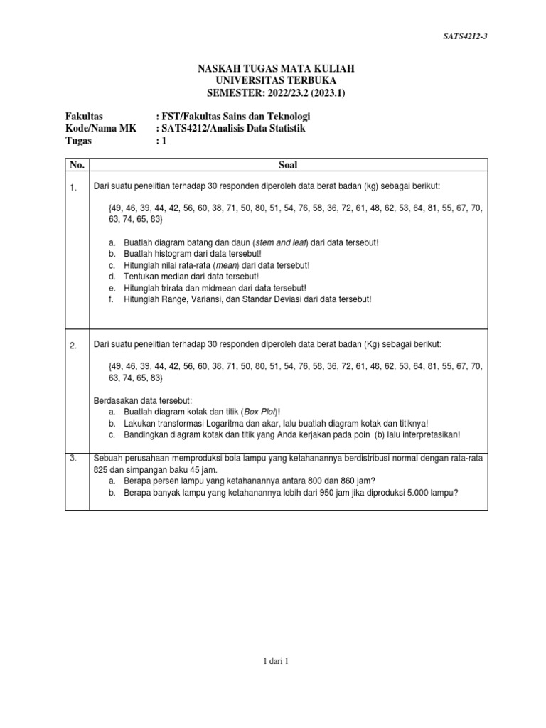Soal Sats4212 Tmk1 3 | PDF
