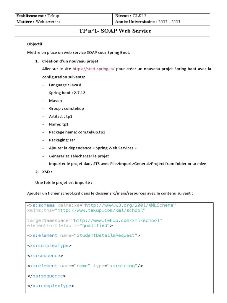 TP1-SOAP Service | PDF | Programmation informatique | Logiciel