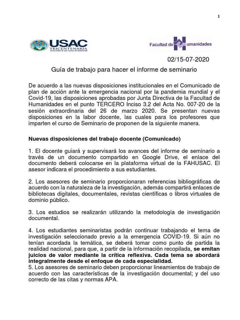 Guia de Trabajo para Seminario 2020 | PDF | Conocimiento | Maestros