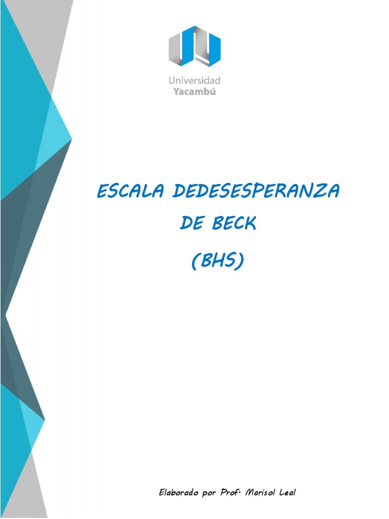 Instructivo de Escala Desesperanza Beck UNY | PDF | Motivación ...
